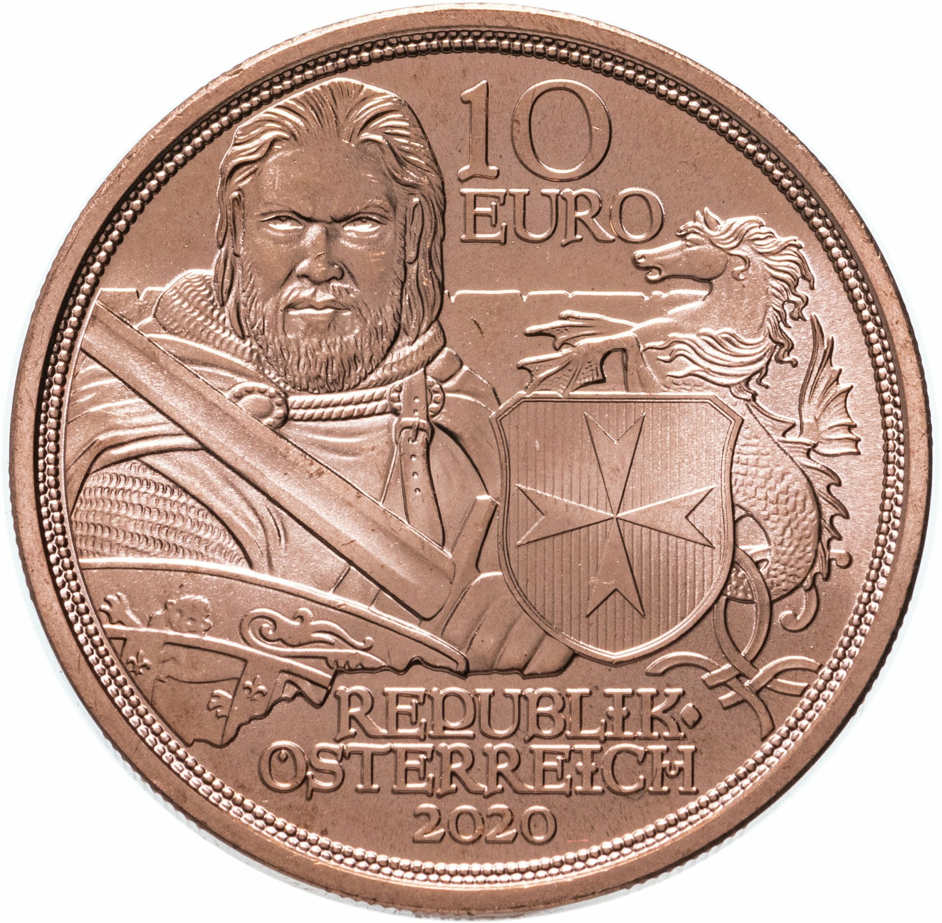 Австрия 10 евро 2020 Рыцарские истории - Стойкость, Медь, в сохранности UNC