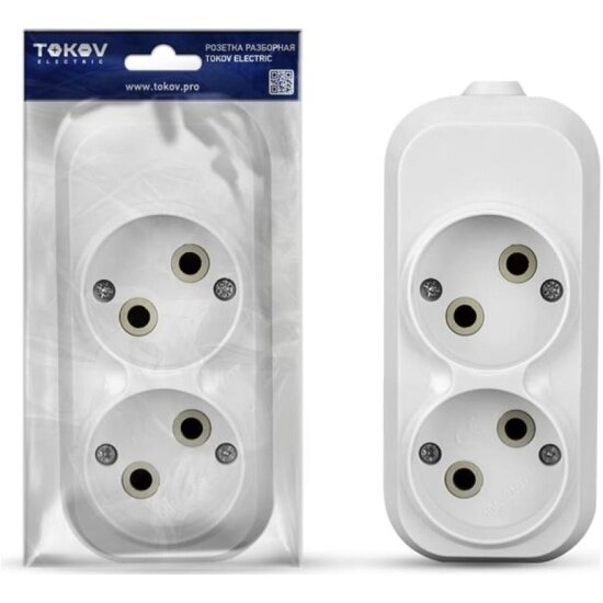 Колодка удлинителя Tokov Electric 2-м 10А без заземл. АБС-пластик бел, TKE-C01-KU2