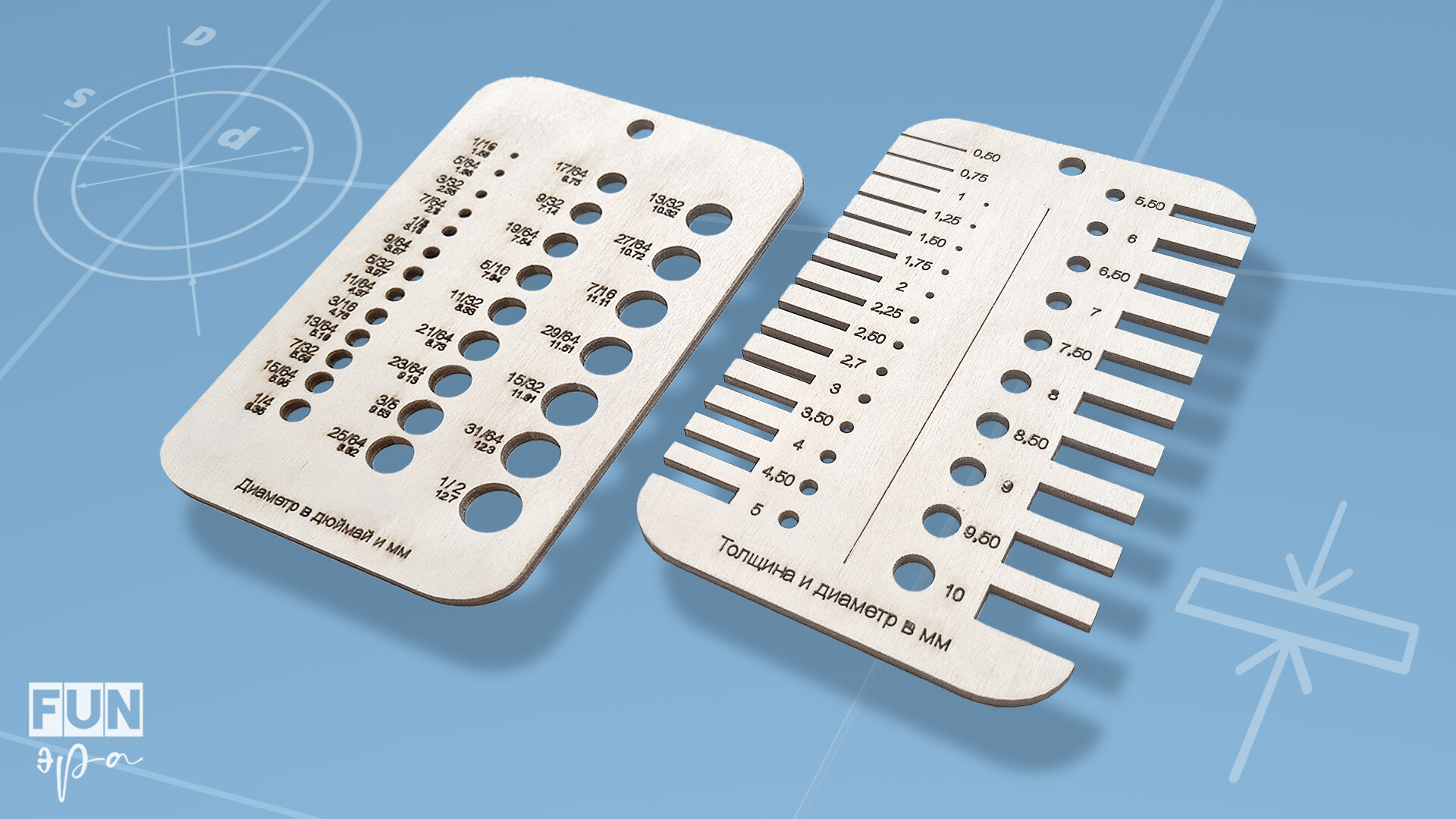 Измеритель толщины и диаметра - линейка