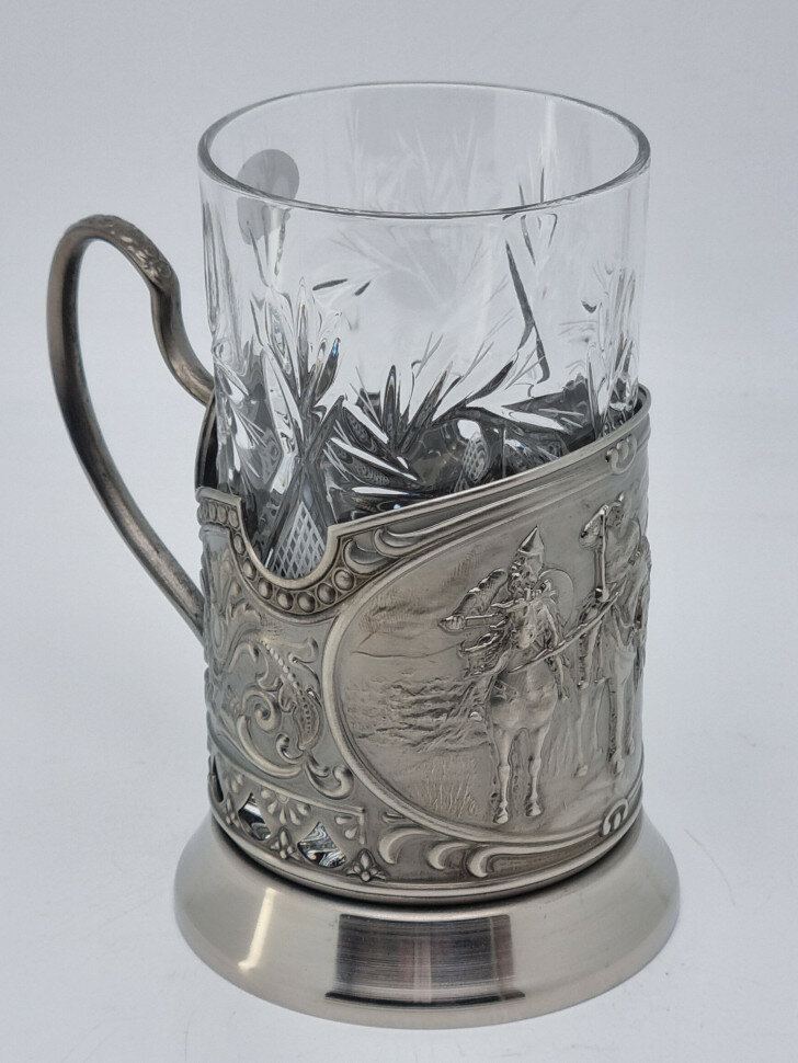 Подстаканник "Три богатыря" с хрустальным стаканом