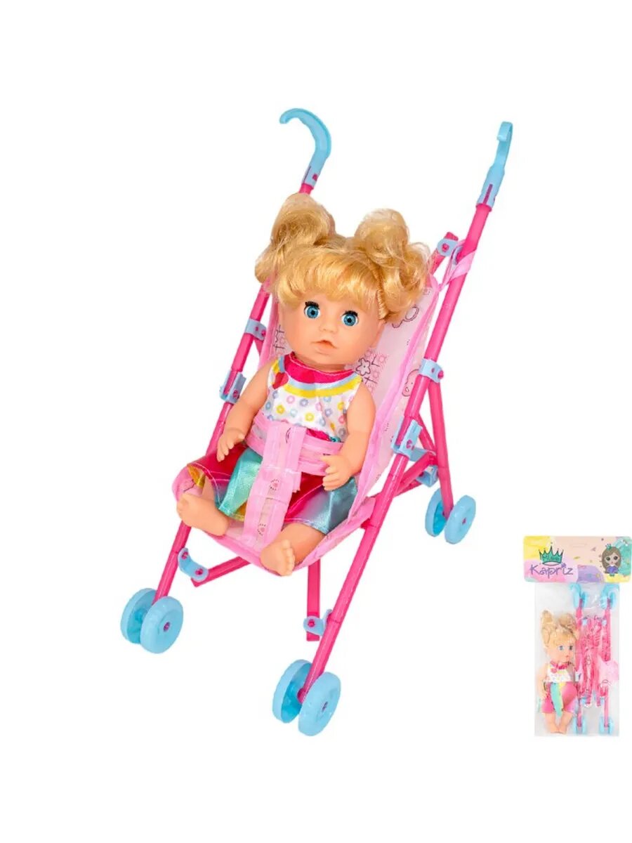 Пупс Miss Kapriz MK2320K-GB с коляской в пак.