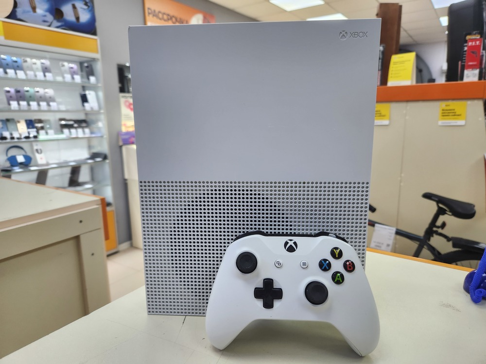 Игровая приставка Microsoft Xbox One S, Blu-ray, 500GB, белый + геймпад, Б/У, уценка