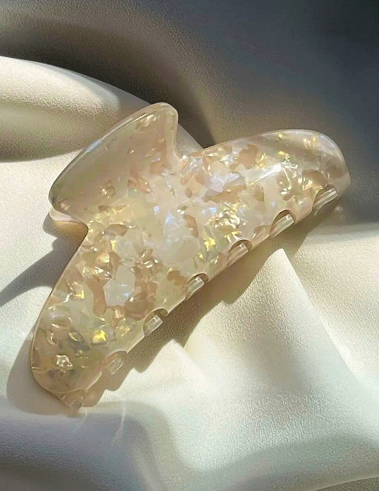 Краб для волос пластик, перламутровый, подходит для любых волос, модный аксессуар