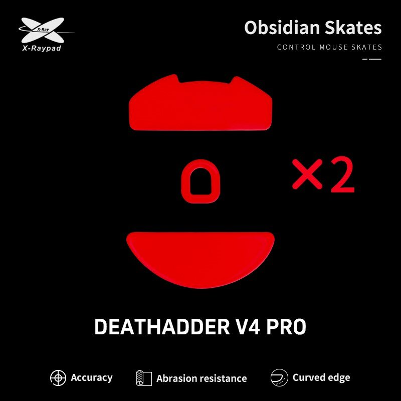 Ножки для мыши (глайды) X-raypad Obsidian для Razer DeathAdder V4 Pro, комплект из 2-х наборов
