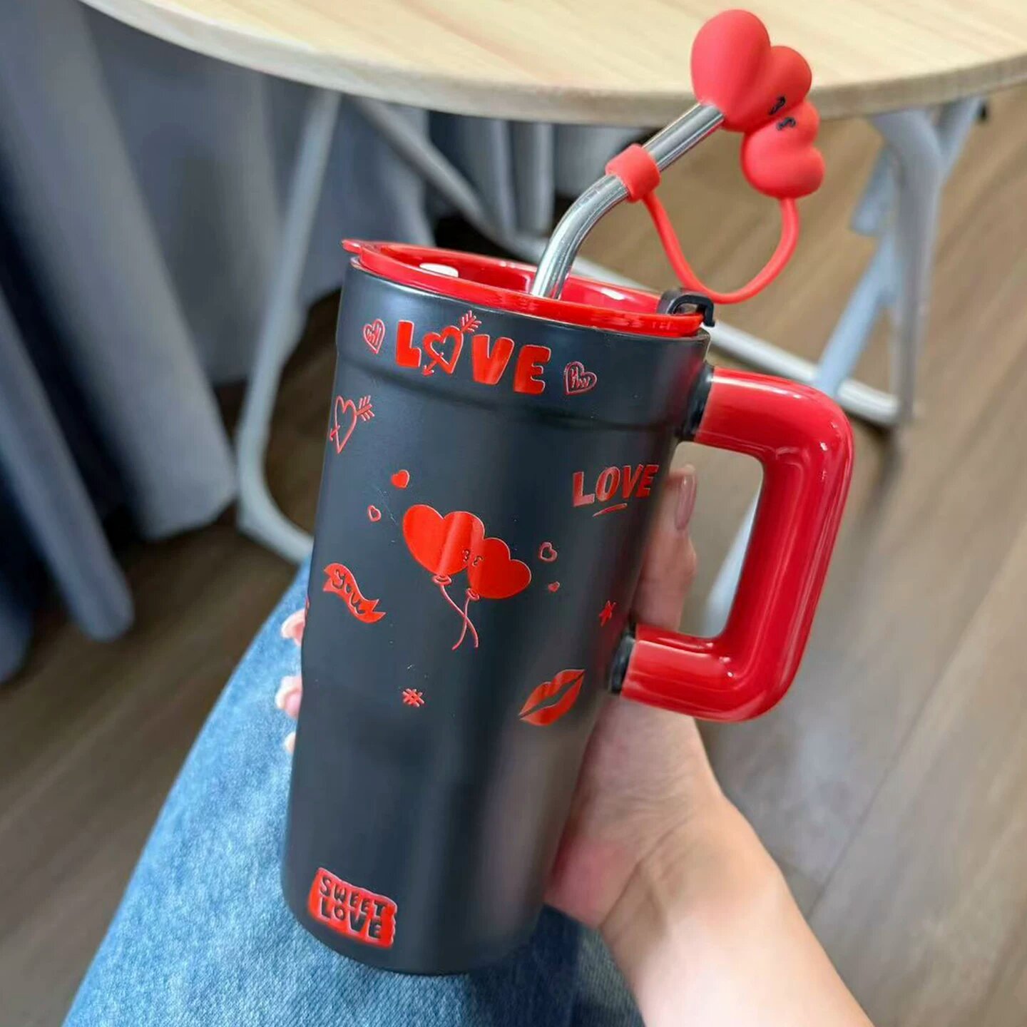 Кружка большой вместимости, свежая и простая керамическая кружка, кружка с трубочкой, практичный подарок для девочек,