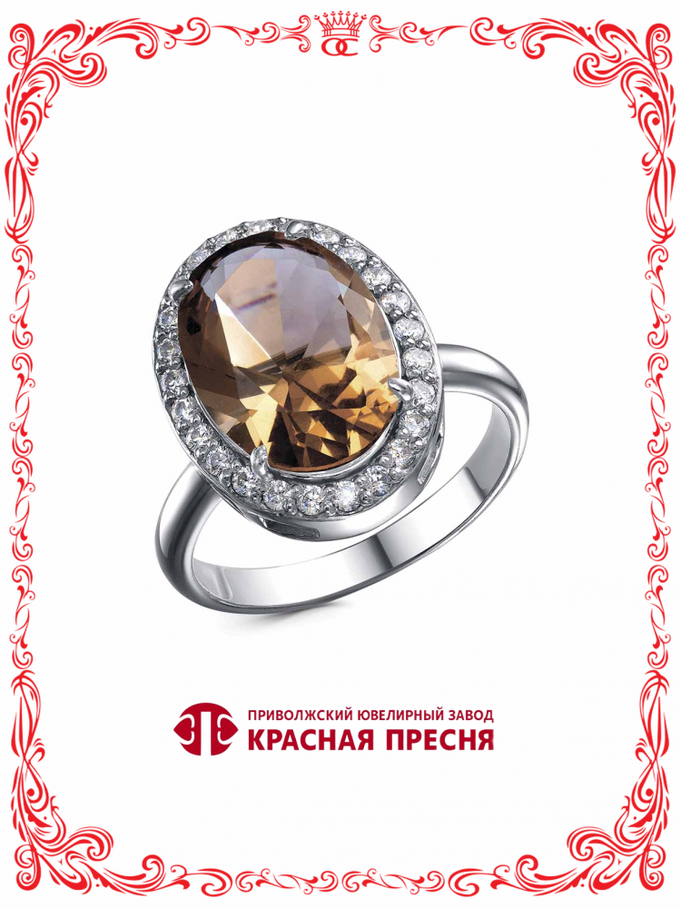 Кольцо, серебро, 925 проба, оксидирование, фианит