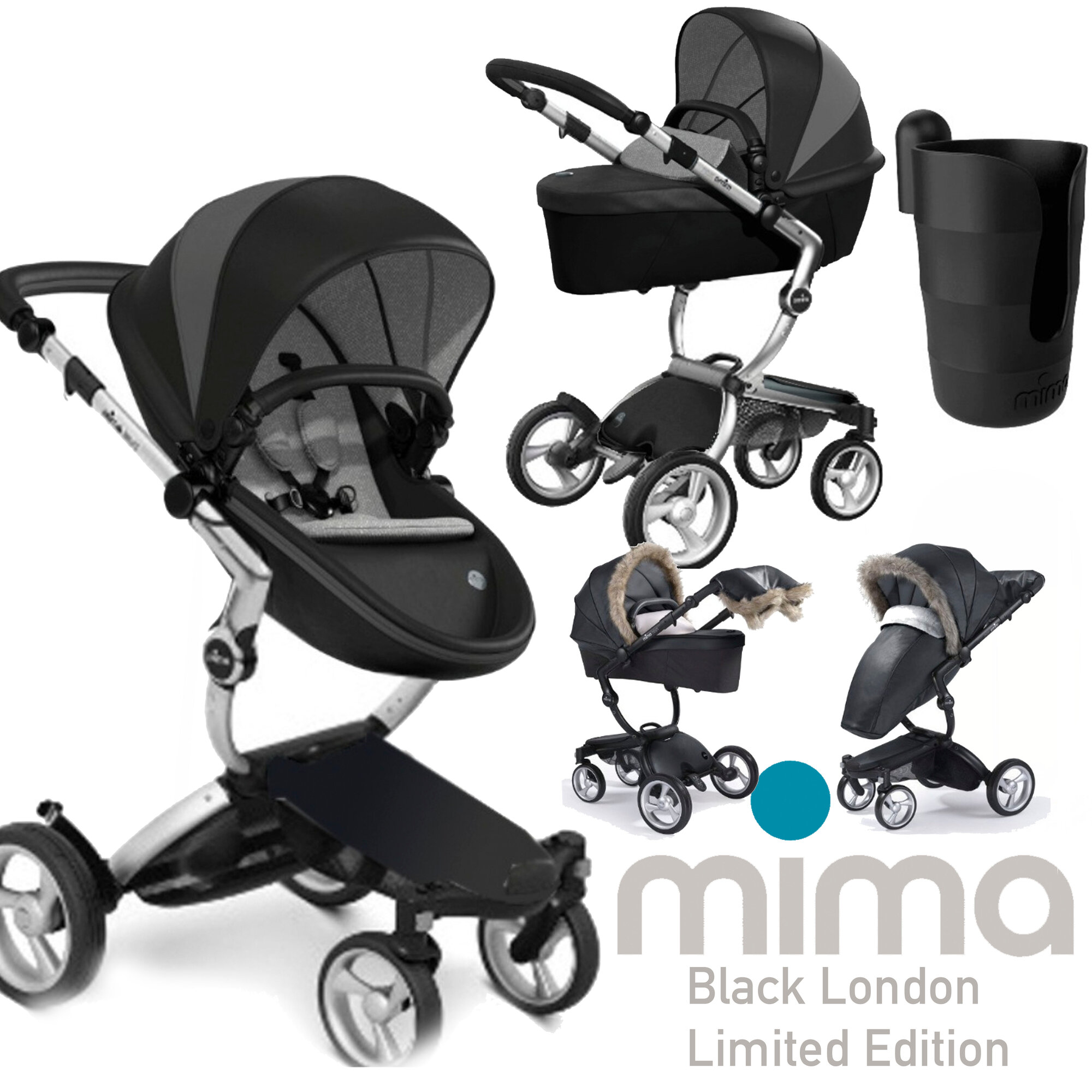 Коляска 2 в 1 Mima Xari 4G Black London Limited Edition (Starter Pack на выбор) зимний комплект и подстаканник в подарок !