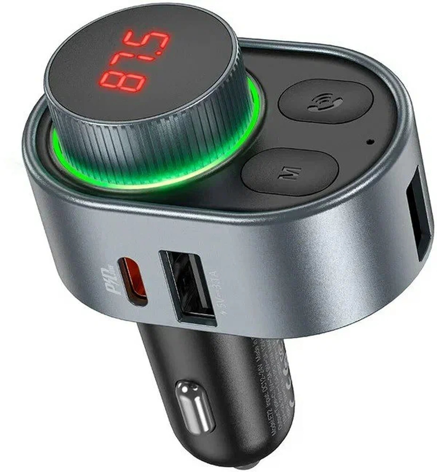 FM-трансмиттер Hoco E72, с зарядкой, 30 Вт, USB, цвет черный