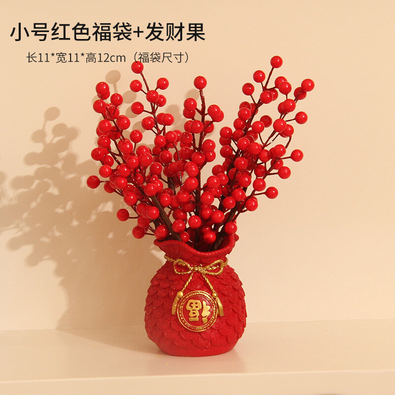 Новогодний мешок с фруктами и благословением удачи Ваза Орнамент Пшеничный колос Счастливый ячмень Цветочная композиция Новогоднее украшение для стойки регистрации Предметы интерьера