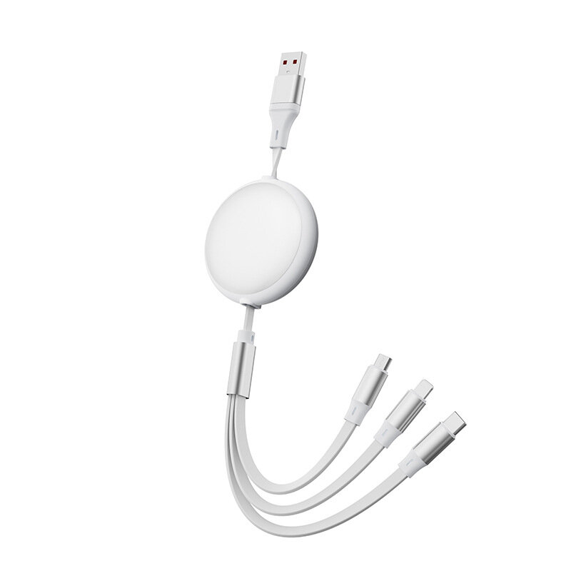 Быстрый зарядный телескопический кабель для зарядки один-три 6A кабель для передачи данных три-в-одном