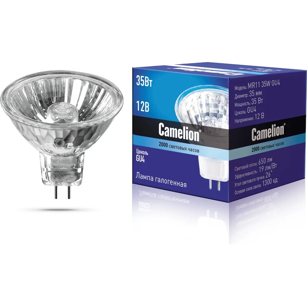 Галогенная лампа Camelion MR-11 12V 35W с защ. стеклом 2930