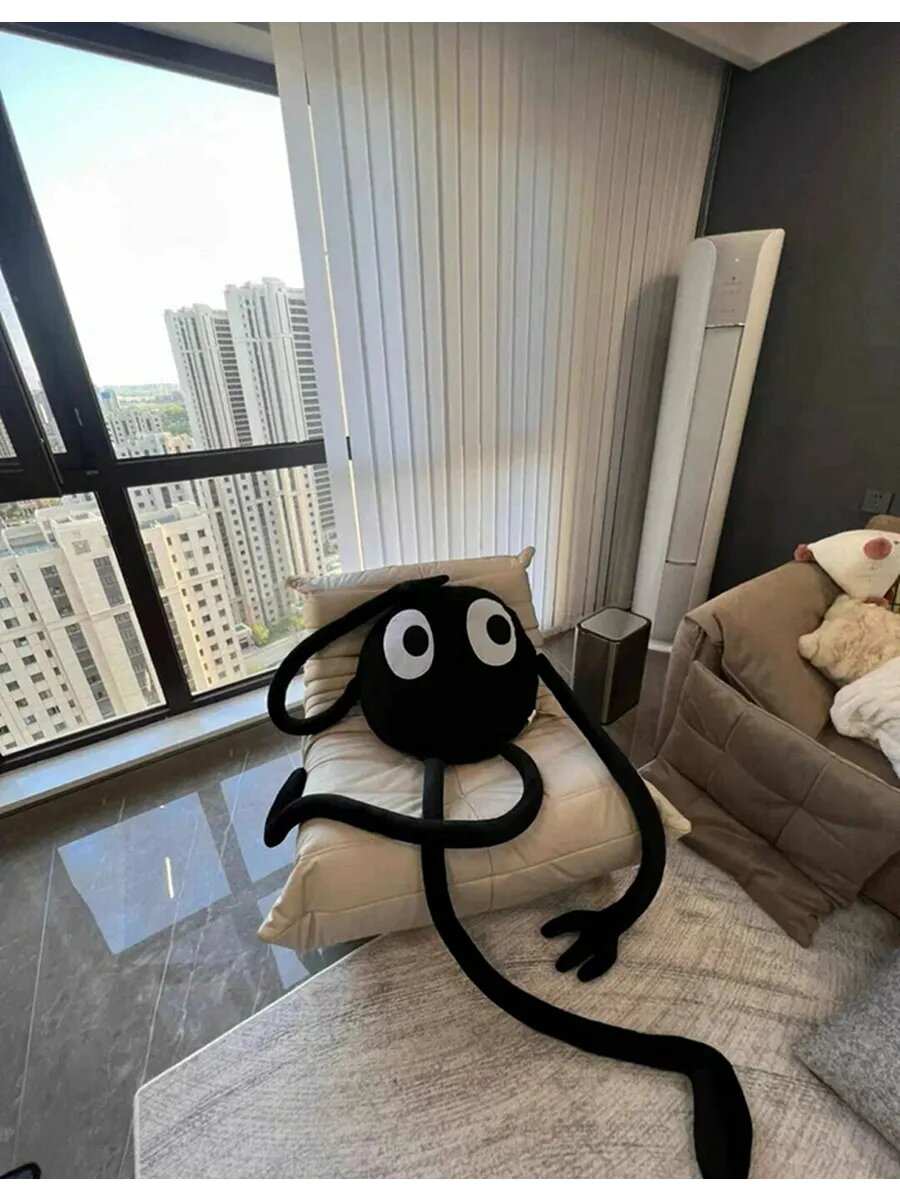 Плюшевая подушка в виде черного угольного шарика; длинные руки и ноги, милый дизайн,120cm