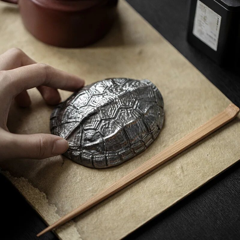 Серебряная позолоченная черепаха для чая