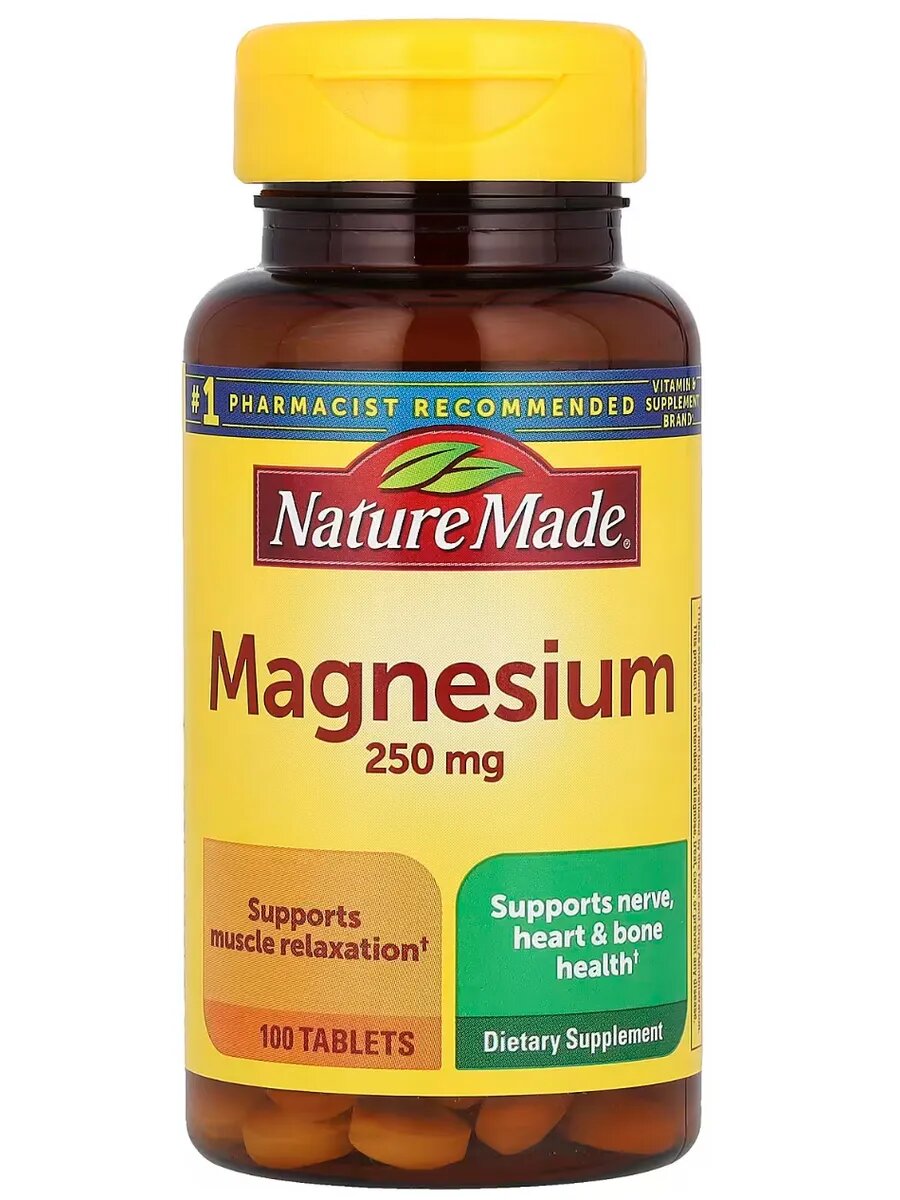Nature Made, магний, 250 мг, 100 таблеток