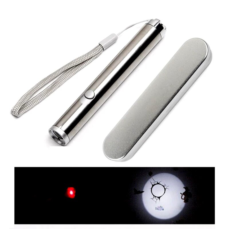 Многофункциональный фонарик, инфракрасная ручка, красный лазер, маленький портативный мини-фонарик «два в одном», белый
