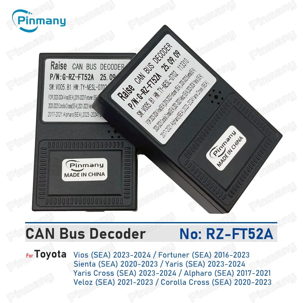 Автомобильный радиоприемник CAN Bus декодер RAISE RZ-FT52A черный ящик для Toyota Vios Fortuner Sienta Yaris Cross Alpharo Veloz Corolla Cross