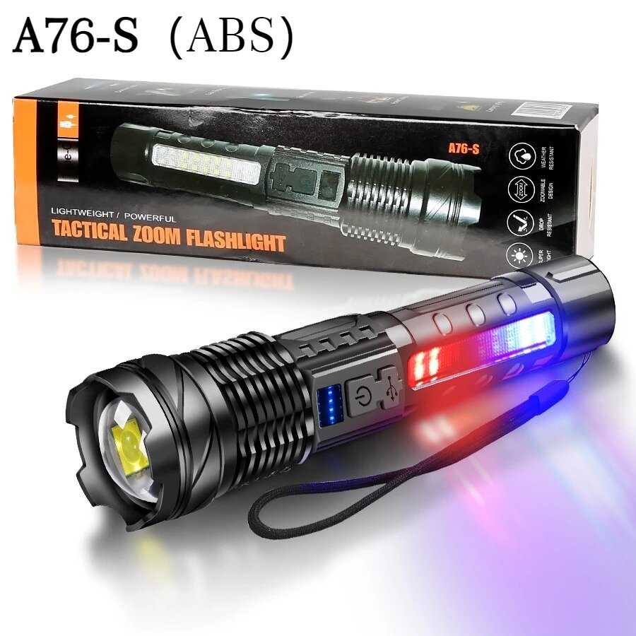 Фонарь A76-S (ABS) тактический, перезаряжаемый, Hot Sale