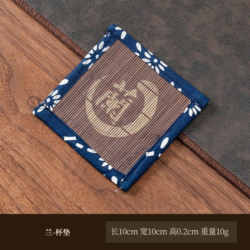 Сине-голубая ткань ручной работы бамбуковые коврики чайные столы утолщенные теплоизоляционные коврики для домашнего