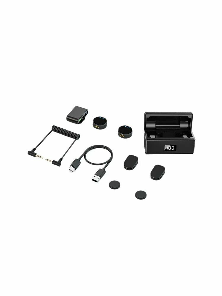 Микрофон петличный ,100 M, шумоподавление, реверберация, беспроводной петличный микрофон, для смартфон, для компьютеров, для Фотоаппарат, черный