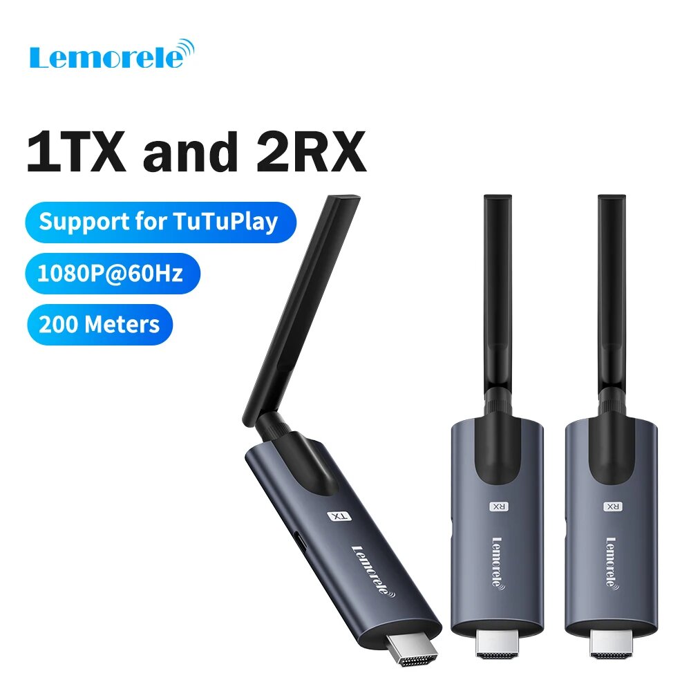 Lemorele беспроводной HDMI-передатчик и приемник 1TX and 2RX
