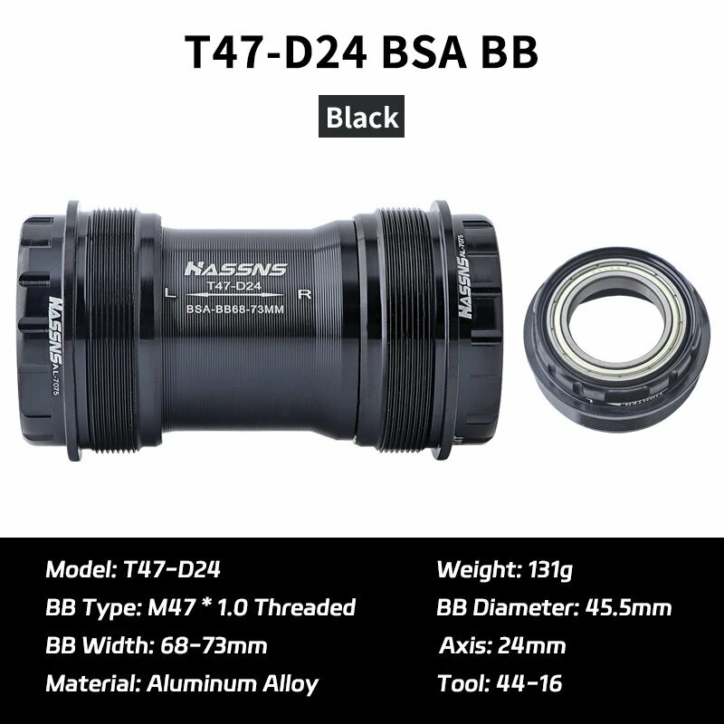 HASSNS Нижний кронштейн BB T47 керамический 68 мм T47-D24 Black