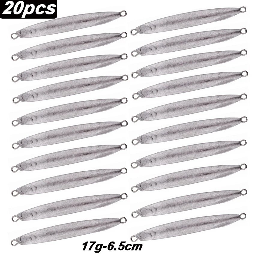 20 шт, пустая металлическая приманка для берегового литья, отсадка, неокрашенная приманка, 7 г-40 г, приманки для ложки, приманки для морской рыбалки, искусственные приманки, снасти