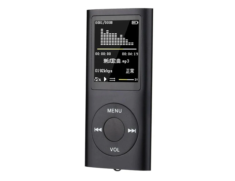 WIWU MP4 Player + 8GB SD Card MP3 Digital Video 1.8" LCD Media Player Black с 8-дюймовым LCD экраном, встроенным FM радио, поддержкой MP3 WMA, встроенной литий батареей, 128MB-32GB Micro SD, AMV видео, микрофоном, функцией флешки, металлическим
