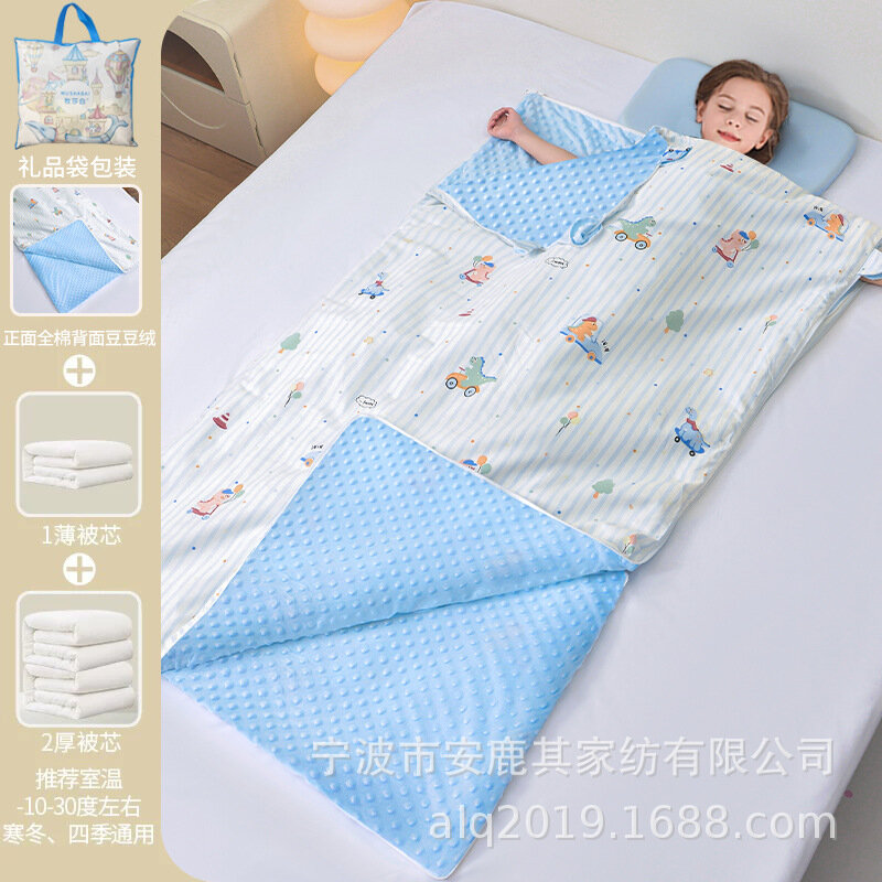 Детский спальный мешок из чистого хлопка 2025 года, новый мешок для сна в детском саду, одеяло двойного назначения, анти-ударное одеяло для младенцев, универсальное для всех сезонов