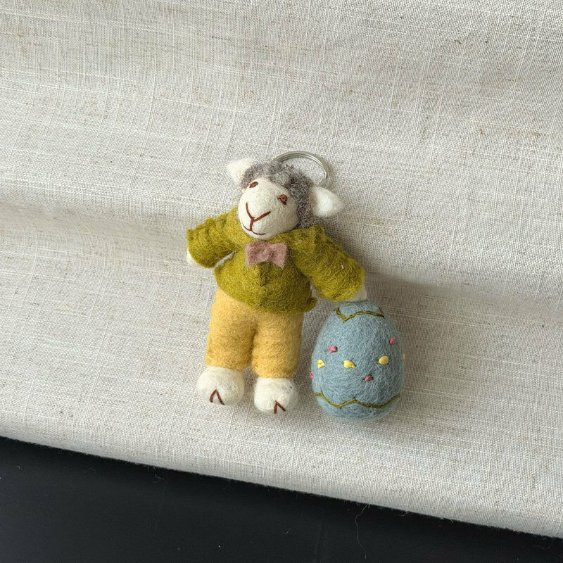 Милый кролик, подвеска из непальской шерсти, старый маленький овечка, брелок, сувенир, аксессуар для куклы, подвесной подарок