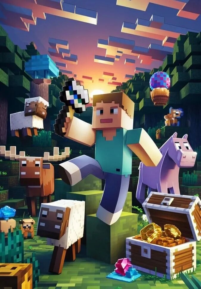 Алмазная Мозаика "Майнкрафт" 40х50 См Алмазная Вышивка / Картина Стразами Подарков / Украшения