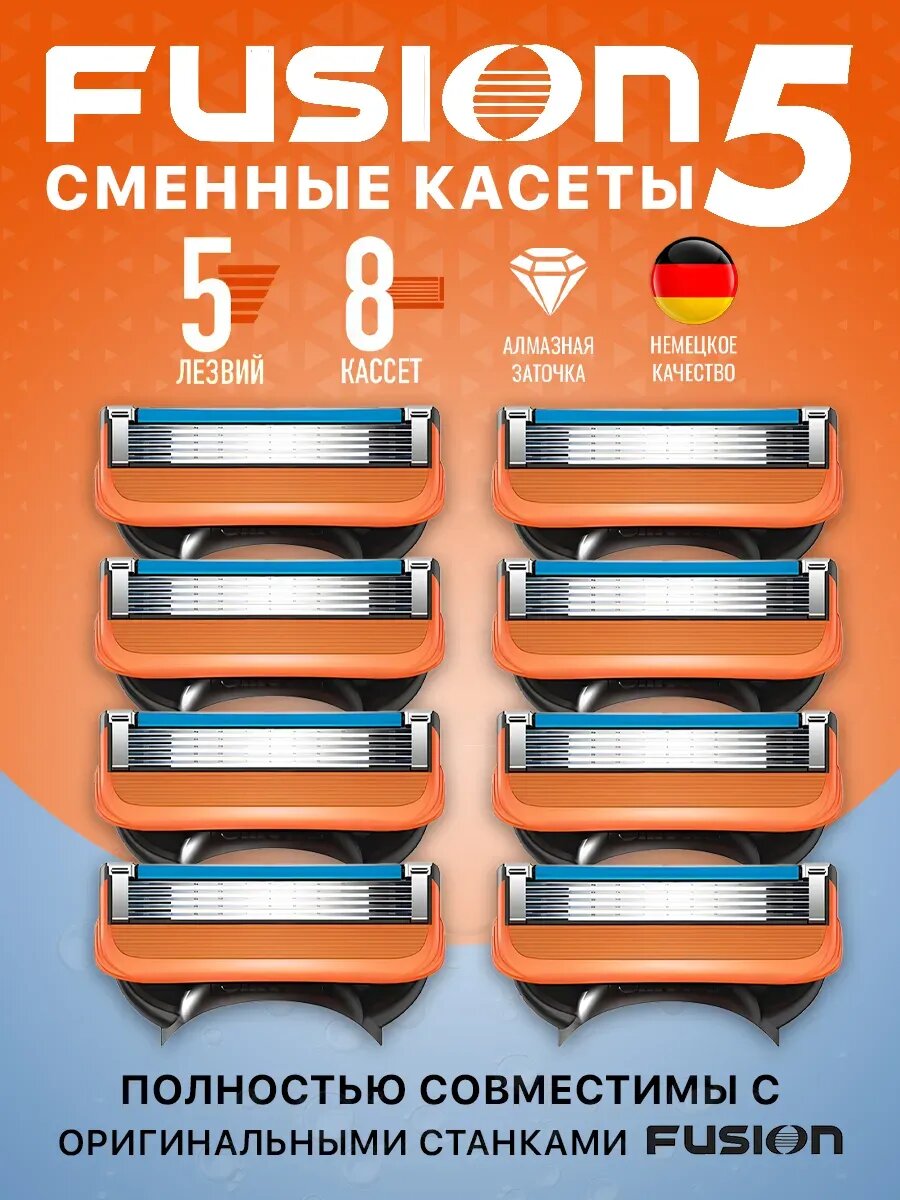 Лезвия сменные кассеты для бритья 8 шт