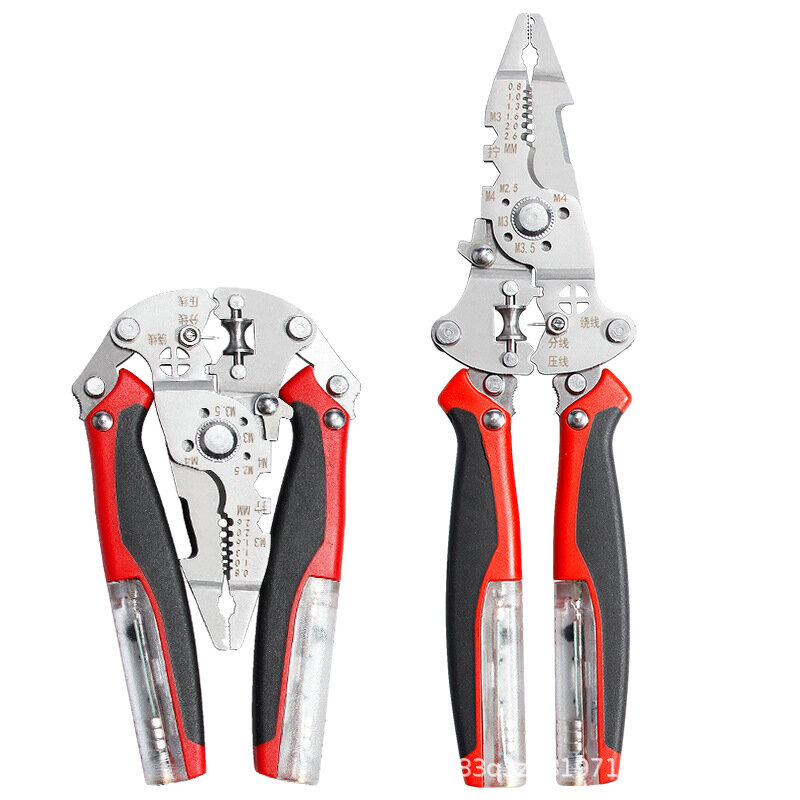 Горячая распродажа новых двойных электрических ручек для зачистки проводов, многофункциональные электрические клещи для обжима, инструмент для зачистки проводов, клещи для электриков