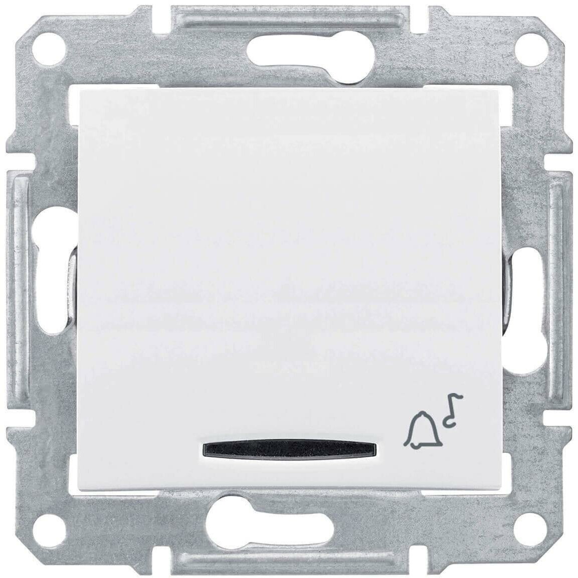 Выключатель кнопочный с синей подсветкой Звонок Schneider Electric Sedna 10A 250V SDN1700121