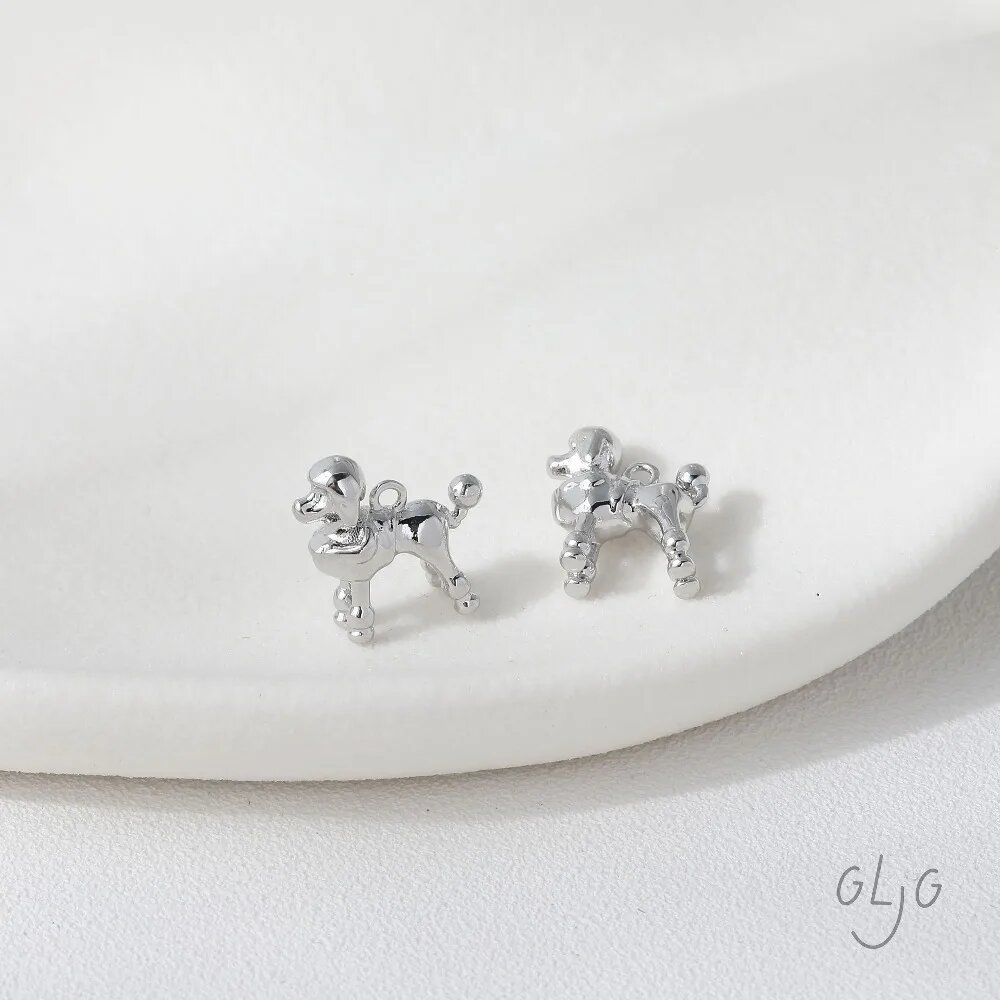 Подвески QTOUYE латунные позолоченные собачка-пудель 14к 4 шт platinum