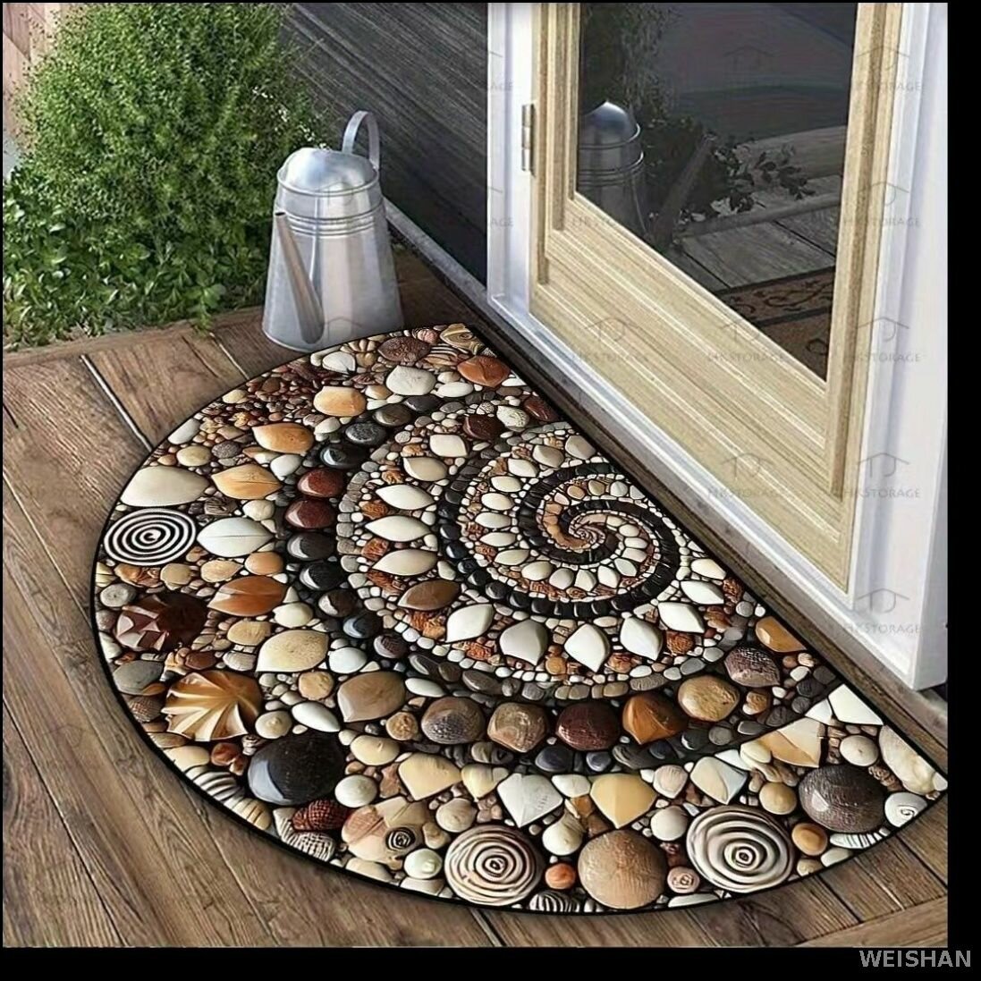 Коврик В Прихожую Придверный Полукруглый, Противоскользящий,0.9, Полукруг, бежевый,0.6