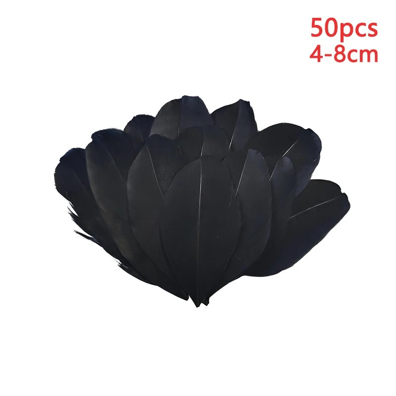 Черные гусиные перья 4-8 см, 50 шт (M030b150-50pcs)