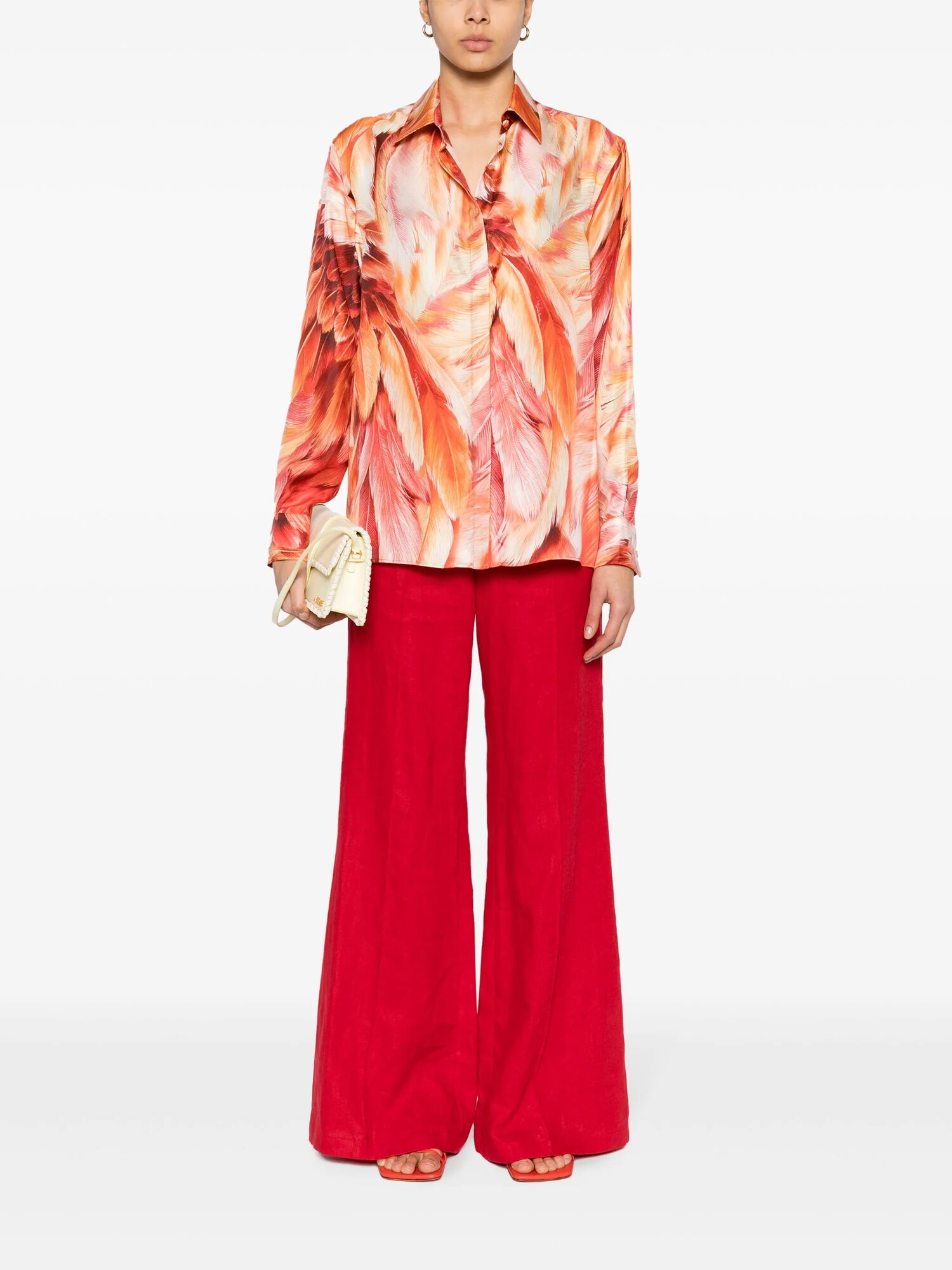 Рубашка Roberto Cavalli, размер 44, зеленый/оранжевый — фото 1
