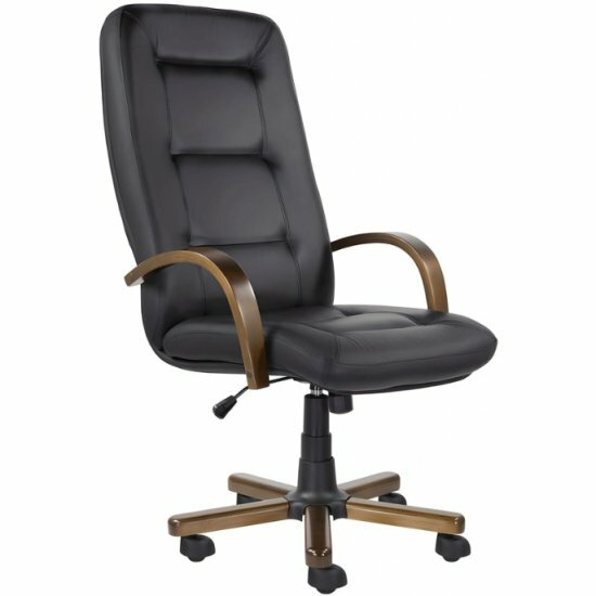 Кресло руководителя Focusnic UP_Verona (идра/К)дерево Н5 кожа чёрная К-01