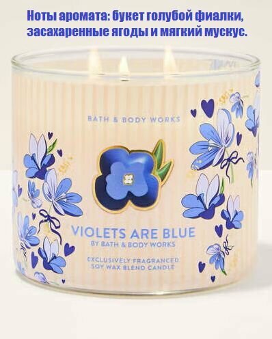 Bath and Body Works свеча ароматическая с 3-мя фитилями Violets Are Blue (411 грамм)