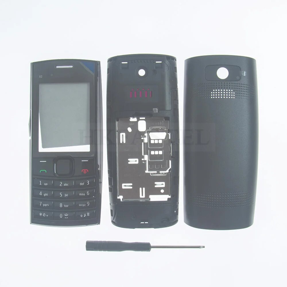 HKFASTEL X2-05 Корпус для телефона X2-05 Полный корпус Чехол Запасные части для английской клавиатуры Black English