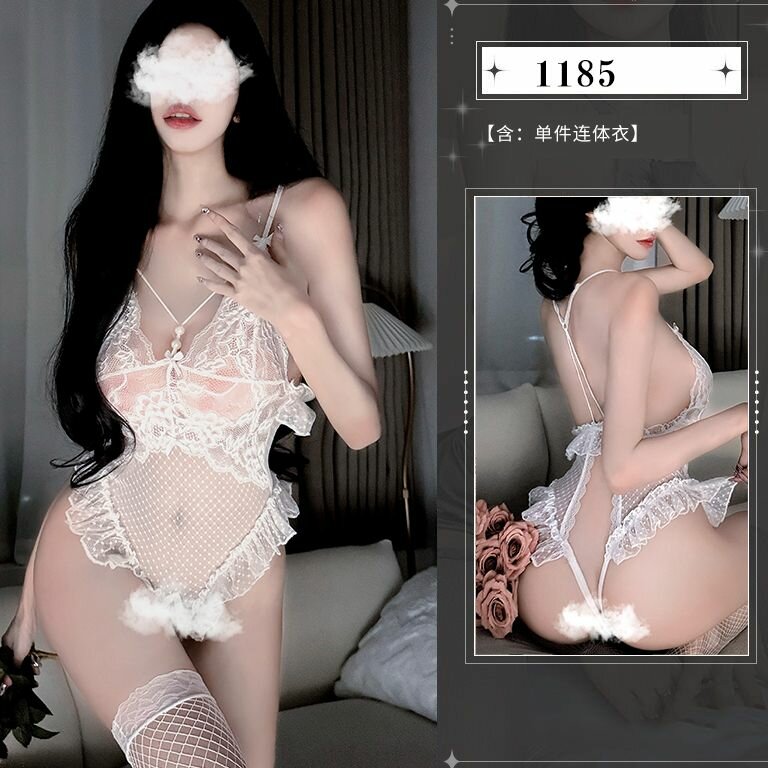 Сексуальное нижнее белье, комбинезон с открытым промежностью, пижама, флиртующий страстный комплект, униформа, соблазнительная прозрачная съедобная привлекательность