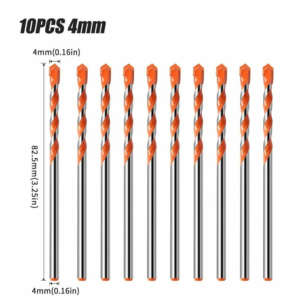 Набор свёрл 4мм 10шт по стеклу , керамике , плитке Сверла для керамогранита и мрамора