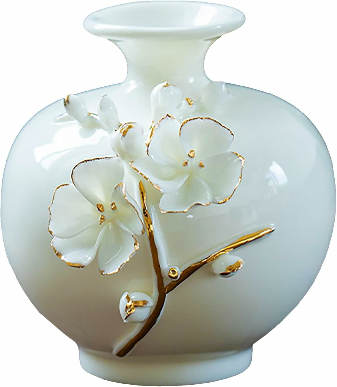HAQI Фарфоровая ваза ручной работы с цветами: Белая эстетичная скульптура для домашнего декора, свадебных подарков и памятных вещей
