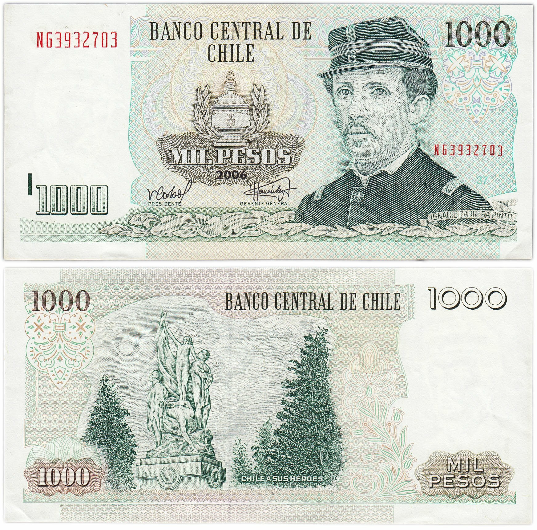 Чили 1000 песо 2006 Pick 154