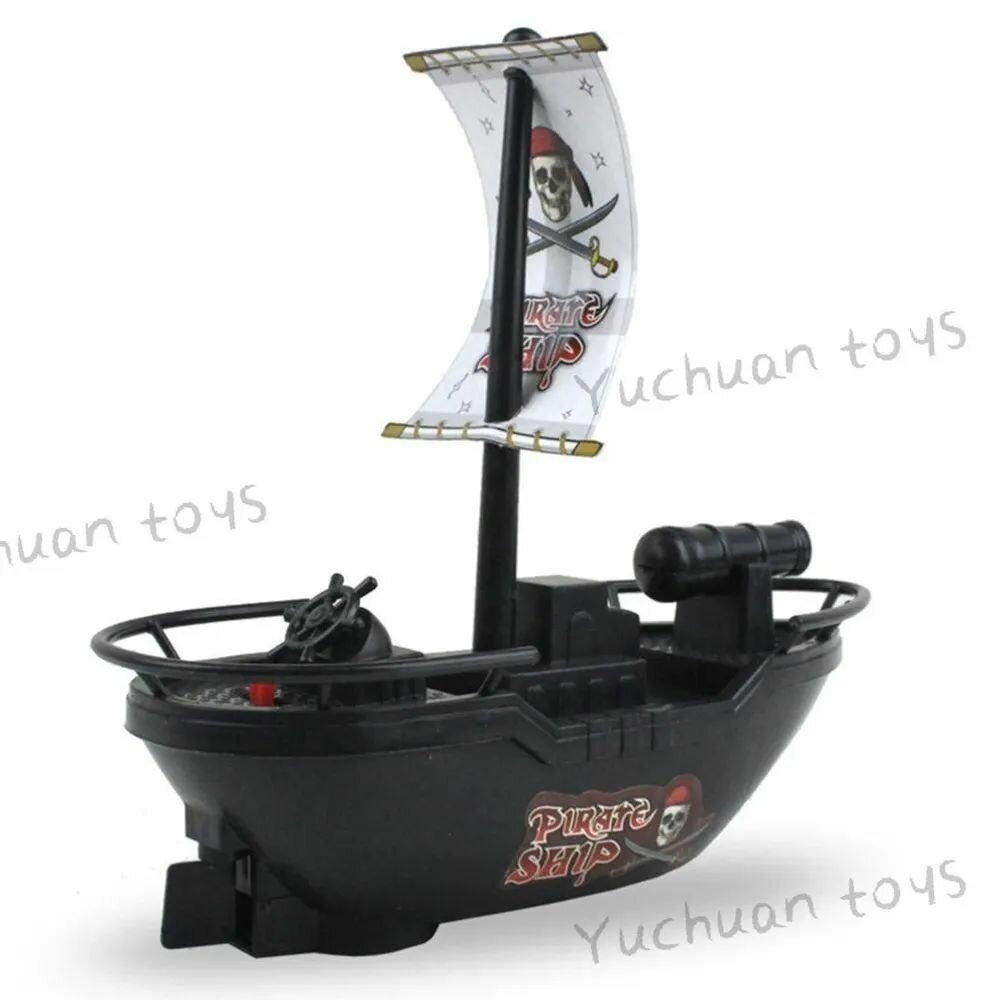 Детский электрический корабль-пират, черный, водный, 1 штука
