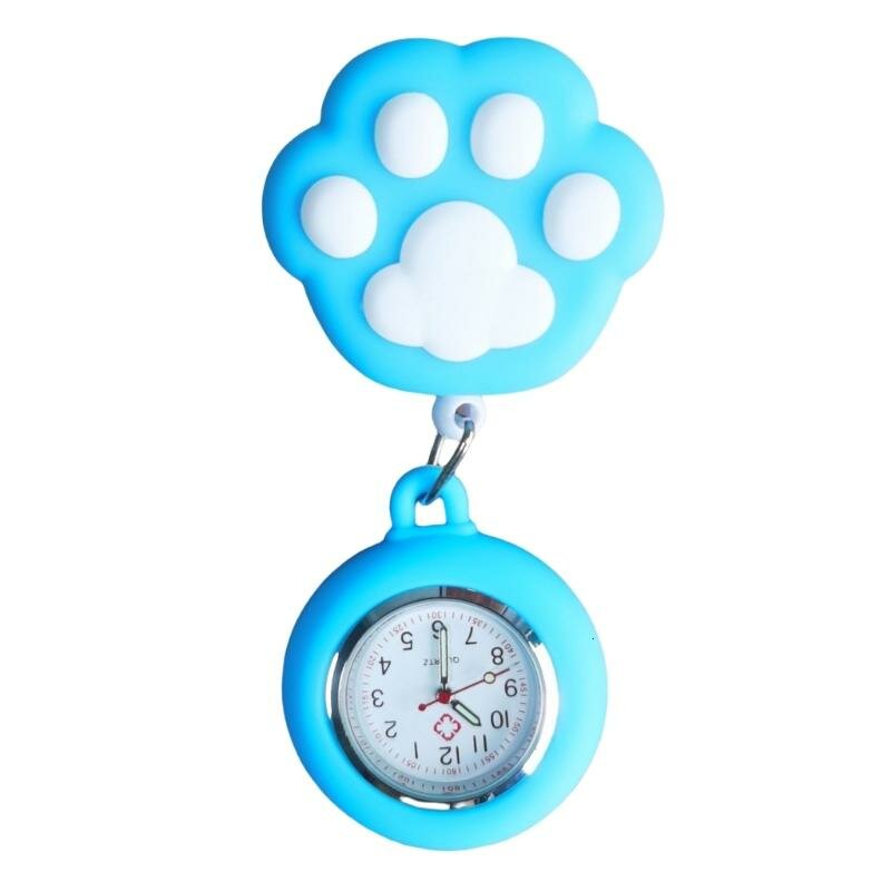 Брошь-часы с котенком для медсестер, Синий