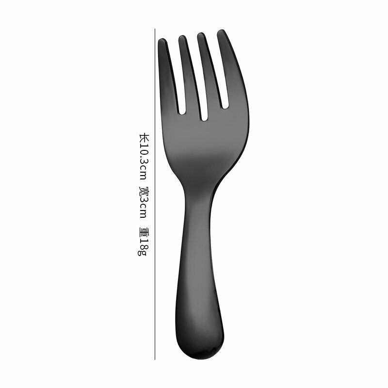 Черная короткоручковая детская вилка для кормления с мелкими зубчиками, для малышей 84 characters
