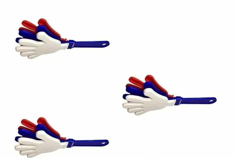 Набор болельщика - Устройство для аплодисментов - ладошки, 28 см, 3 шт триколор