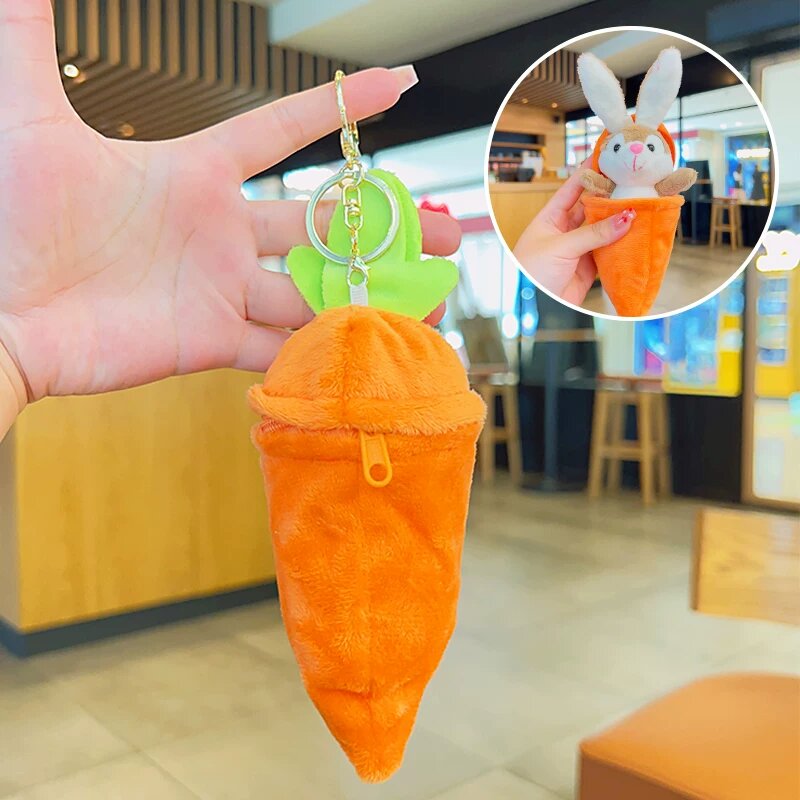 Плюшевый брелок-зайчик-морковка для ключей, изысканный кулон для рюкзака, милый сувенир-подарок для женщин Плюшевый