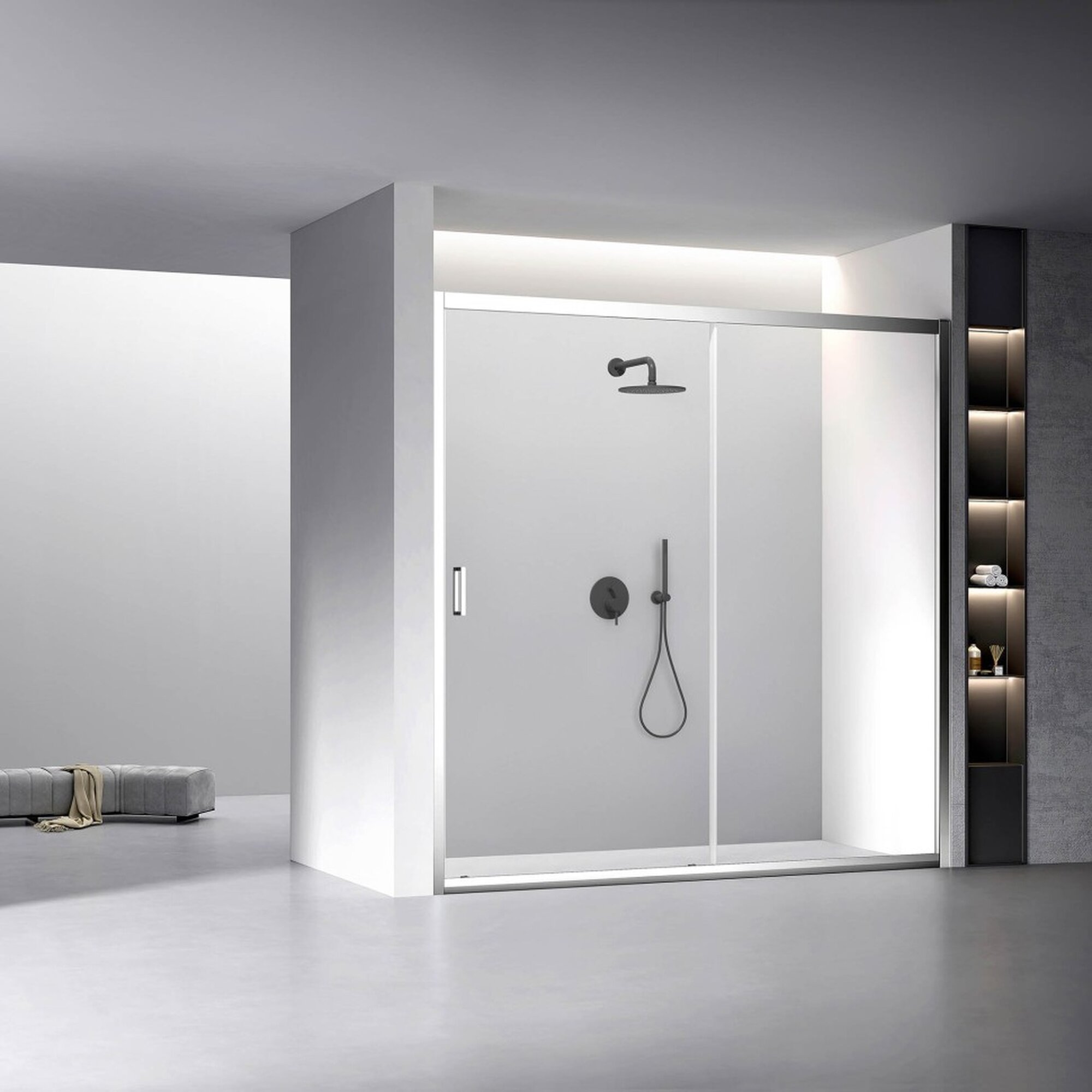 Душевая дверь Veconi Vianno VN-60, 2000x1950, Хром, стекло прозрачное